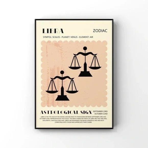 Triad Art & Design | Art | Libra Zodiac Poster Horoscopeprint ...